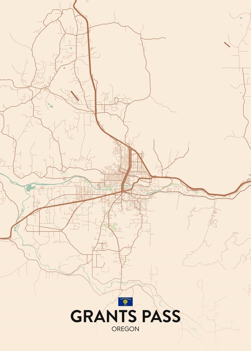 'Grants Pass OR' Poster, picture, metal print, paint by IMR Designs ...