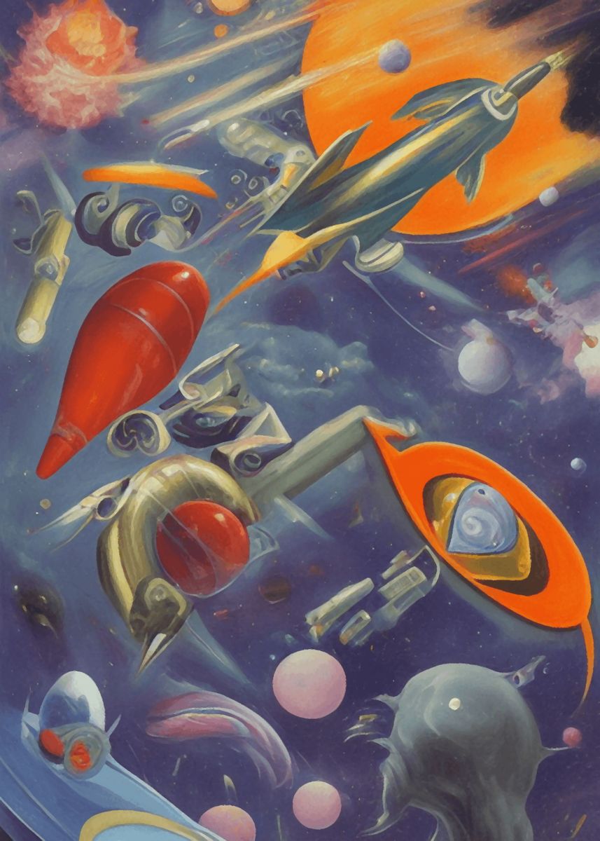'Space Battle' Poster, picture, metal print, paint by Nehemiah Campbell ...