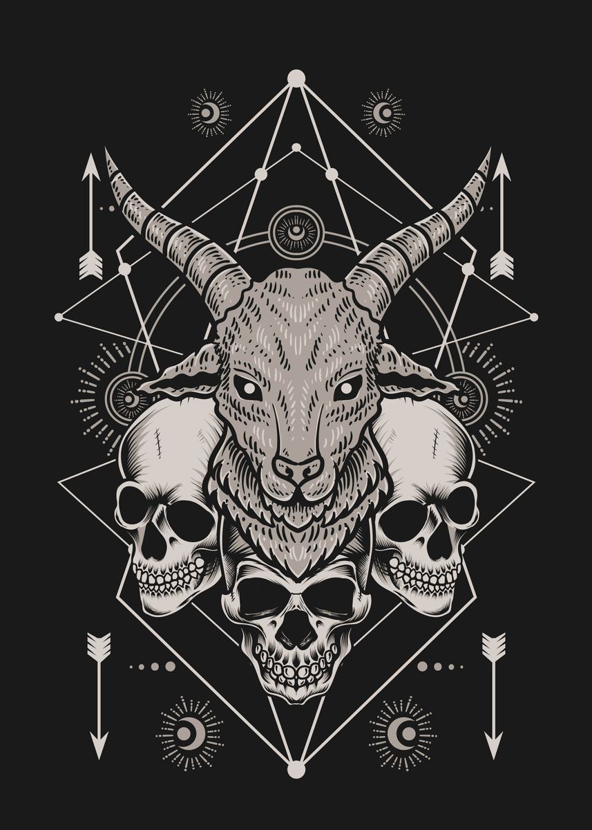 'goat skull' Poster, picture, metal print, paint by wan studio 50 ...