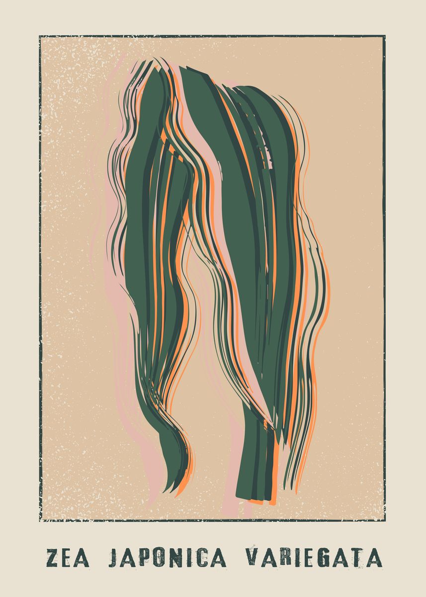 'Striped Maize Zea Japonica' Poster, picture, metal print, paint by BluePinkPanther | Displate