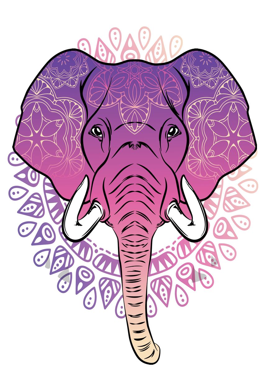 'Mandala Elephant' Poster, picture, metal print, paint by QQnicorn ...