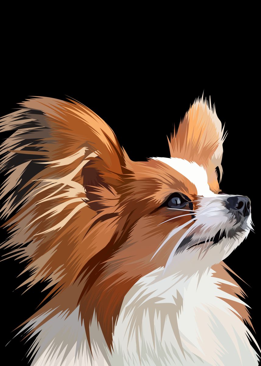 'Papillon dog in vector' Poster by Ihsa Nuddin | Displate