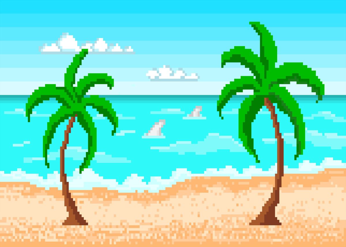'Pixel art Beach' Poster by 80s Retro | Displate