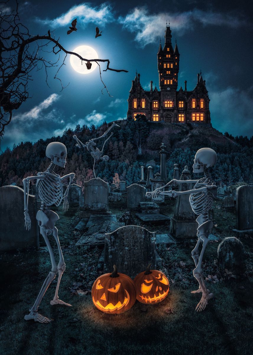 'Skeleton Halloween Party' Poster, picture, metal print, paint by Craig ...