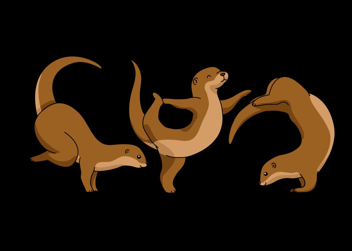 'Otter Dancing Women Yoga' Poster by PangolinArts | Displate