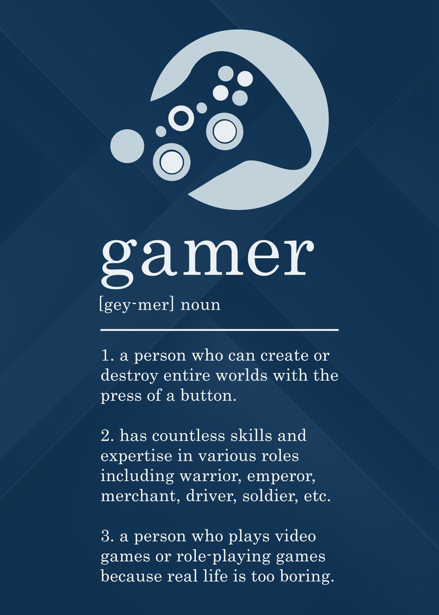 'Funny Gamer Definition' Poster, picture, metal print, paint by ...
