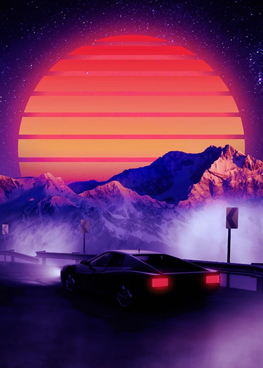 'Retro sun drive' Poster by Ritvik Takkar | Displate