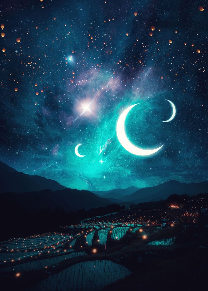 'Three Crescent Moons Japan' Poster by Gen Z | Displate