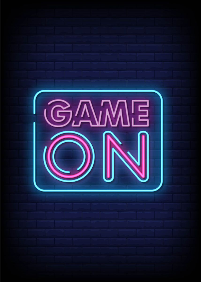 'game on' Poster, picture, metal print, paint by Selja Cute | Displate