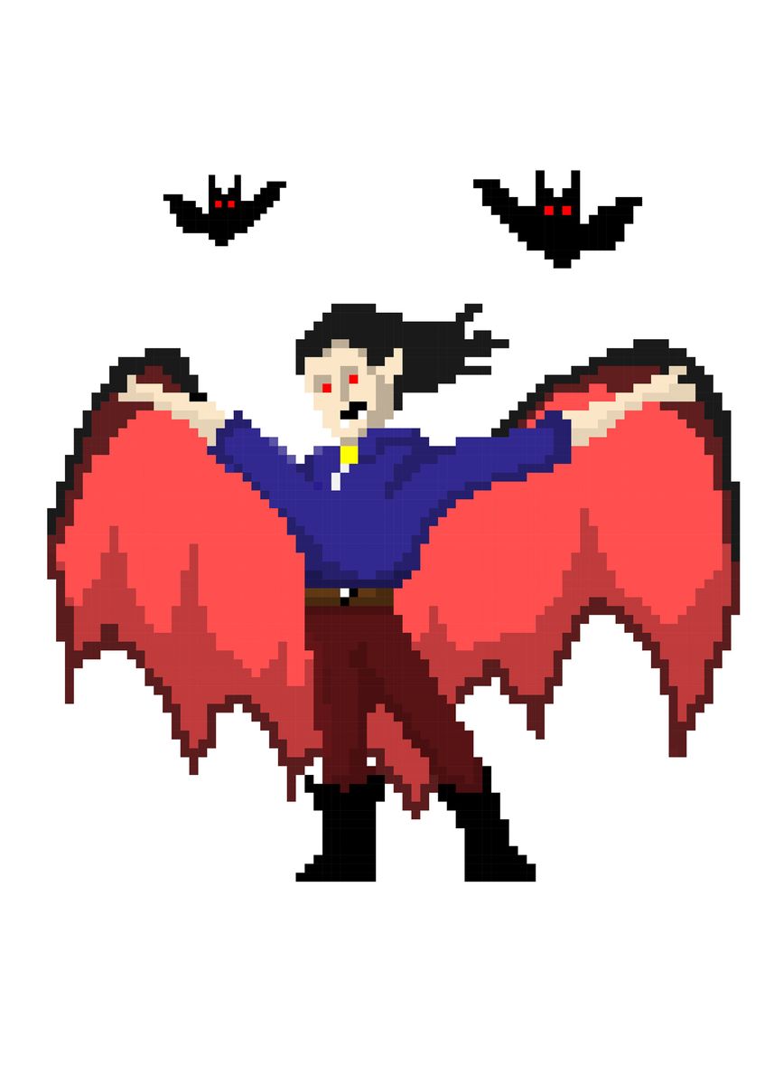 'Pixel art Dracula' Poster, picture, metal print, paint by 80s Retro ...