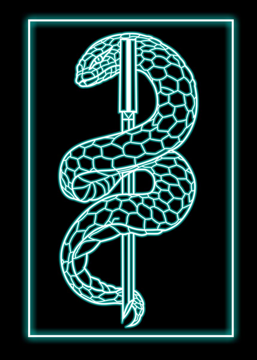 'Snake' Poster, picture, metal print, paint by San Creative | Displate