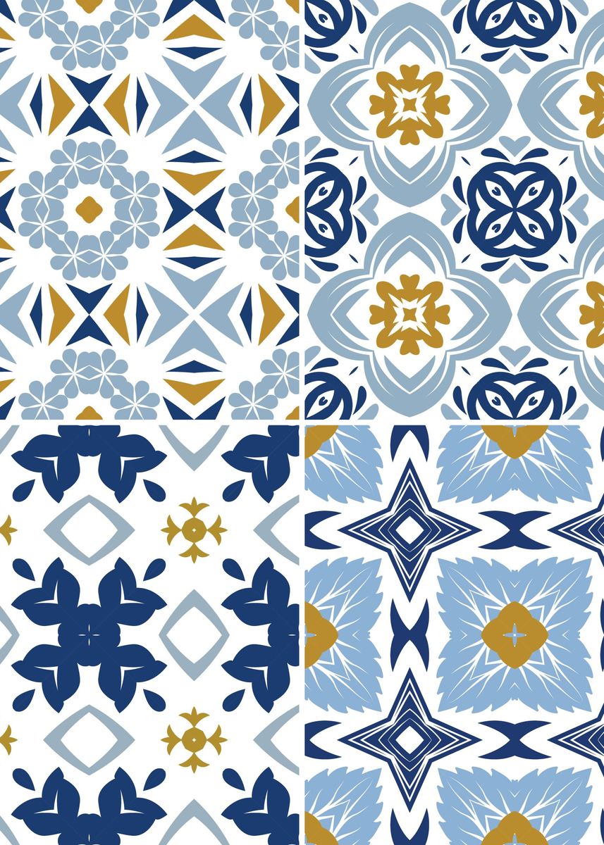 'Mediterranean Blue Tile 35' Poster by Aloke Design | Displate