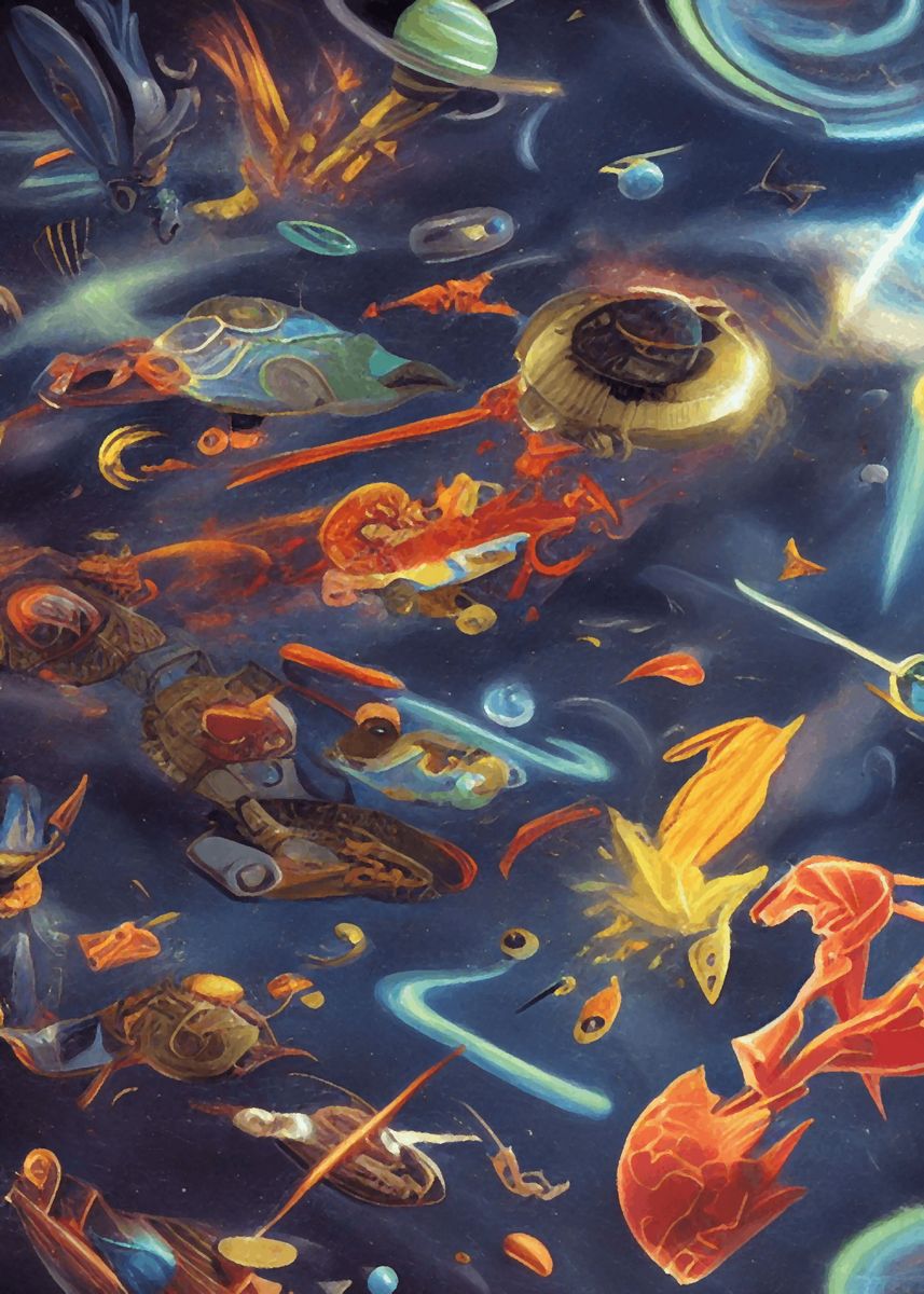 'Surreal space battles' Poster, picture, metal print, paint by Nehemiah ...