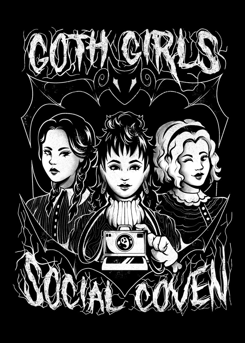 'Goth Girls Social Coven' Poster, picture, metal print, paint by ...