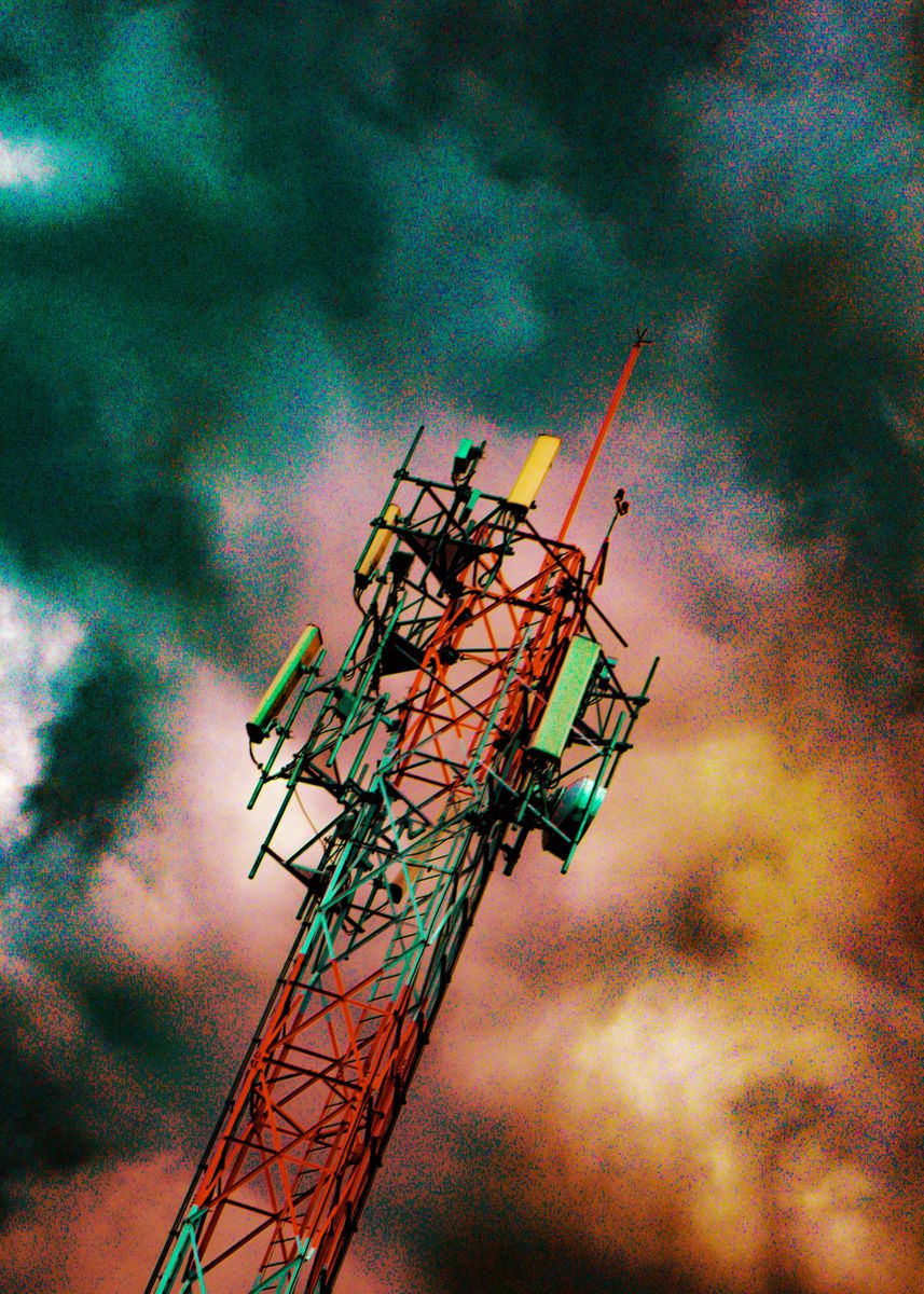 'Red Radio Tower ' Poster, picture, metal print, paint by Sam120 | Displate