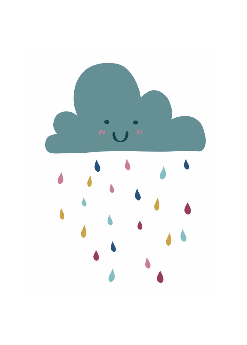 'Cute Raining Cloud' Poster, picture, metal print, paint by Hussein ...