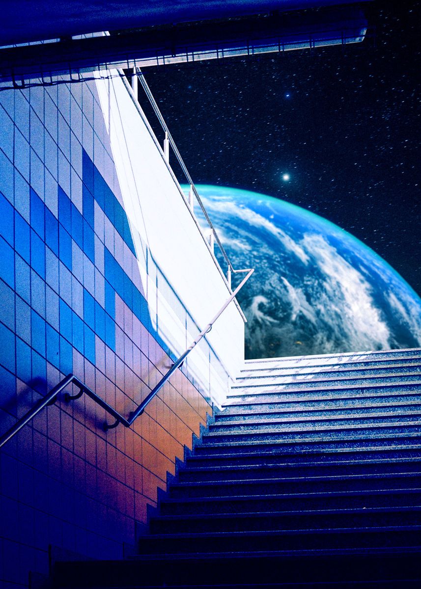 'Space Stairway' Poster, picture, metal print, paint by Tariq Alaghbash ...