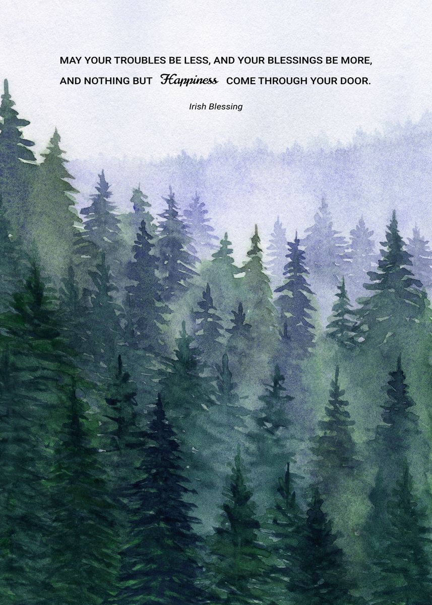 'Forest Mountain With Quote' Poster, picture, metal print, paint by ...