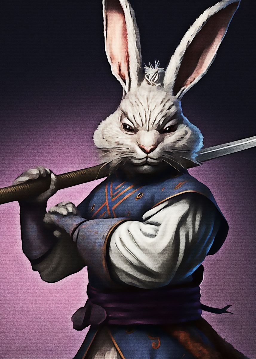 'Bunny Samurai' Poster, picture, metal print, paint by Muh Asdar | Displate