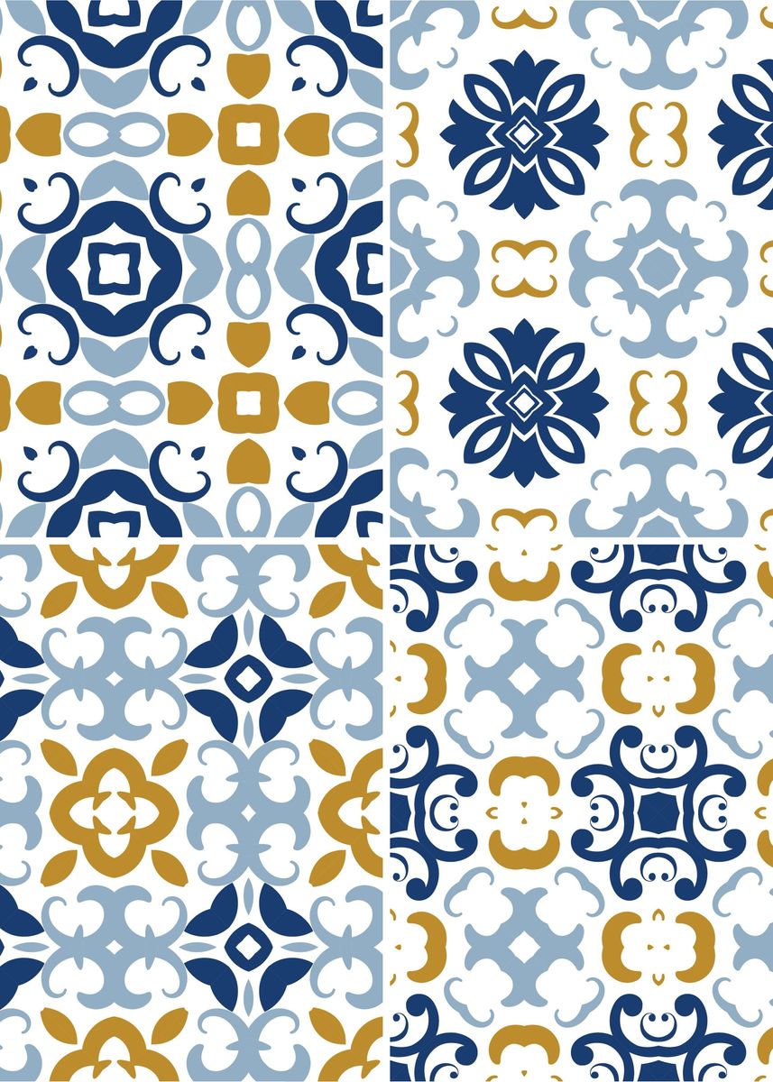 'Mediterranean Blue Tile 50' Poster by Aloke Design | Displate