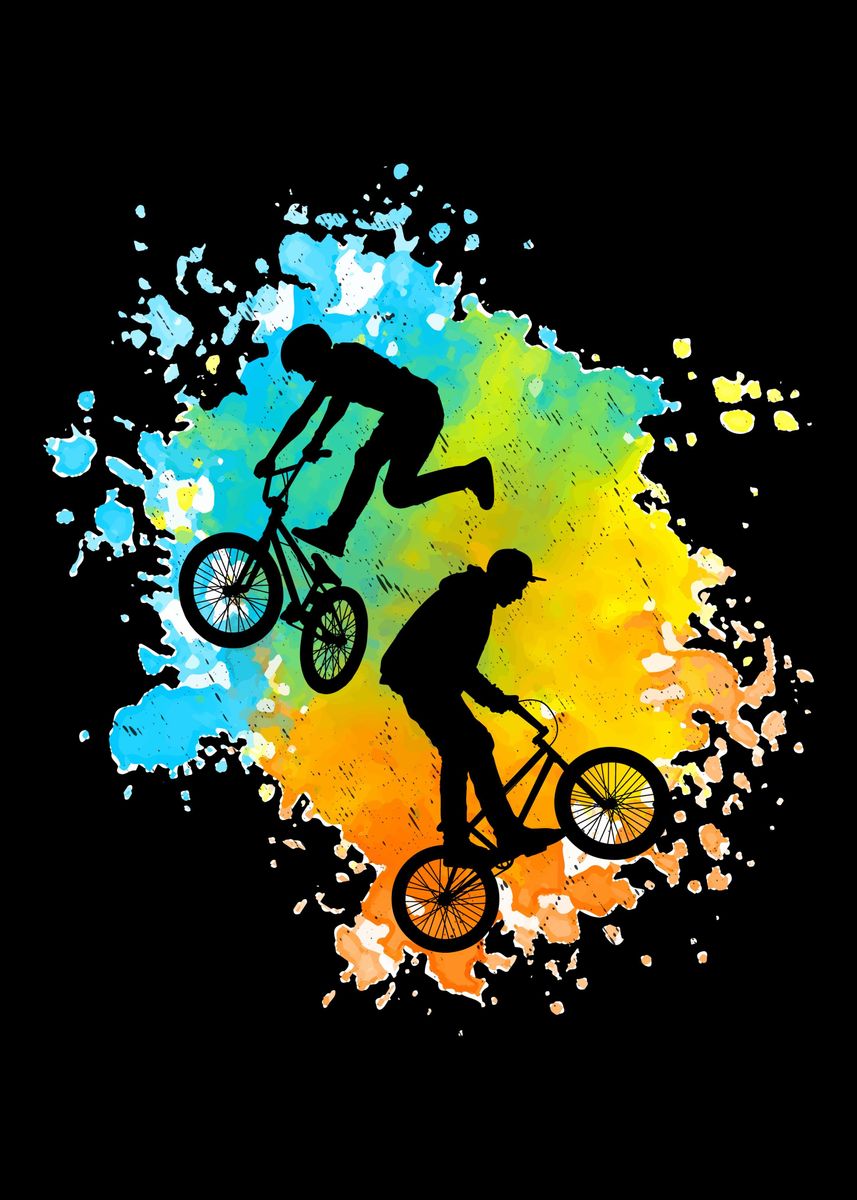 'Colorful BMX Bike Boys' Poster, picture, metal print, paint by ...
