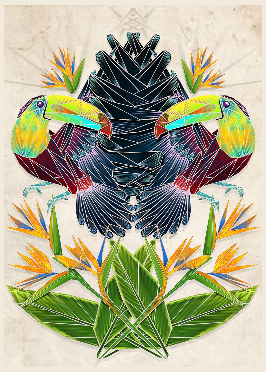 'TOUCAN' Poster, picture, metal print, paint by Manoou Art | Displate