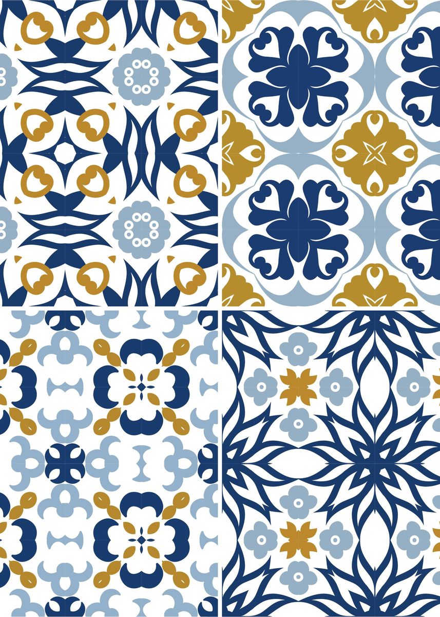 'Mediterranean Blue Tile 49' Poster by Aloke Design | Displate