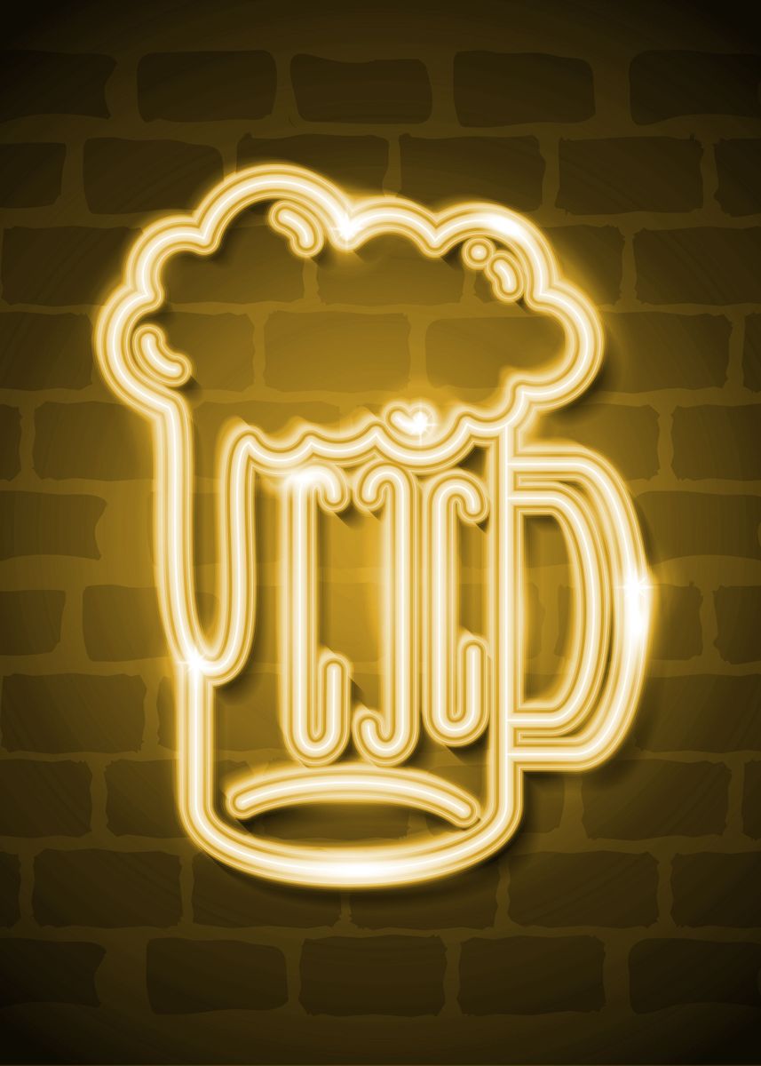 'Beer Glass Neon' Poster, picture, metal print, paint by PosterSuite ...