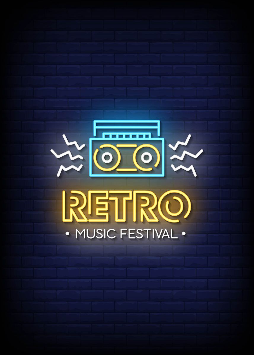 'retro neon signs' Poster, picture, metal print, paint by Selja Cute ...