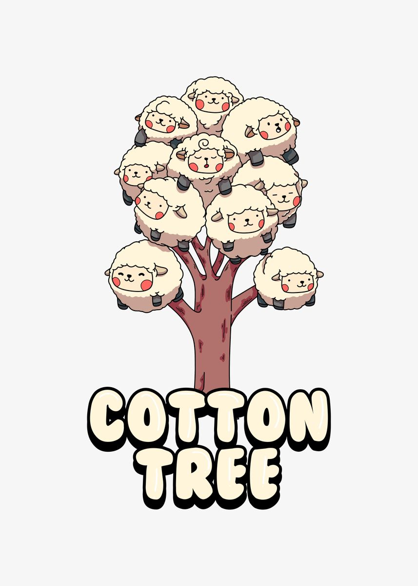 'Adorable Cotton Tree sheep' Poster, picture, metal print, paint by ...