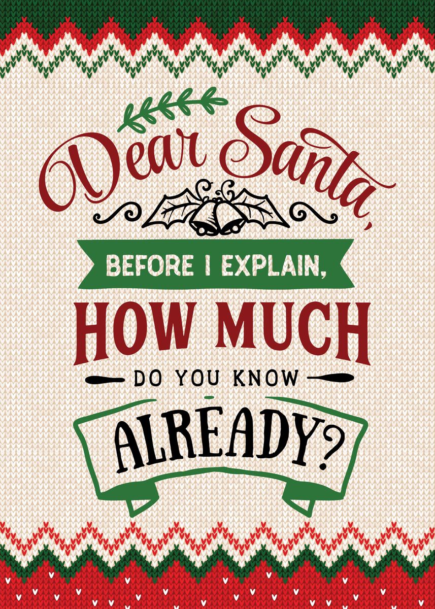'Dear Santa Funny Christmas' Poster, picture, metal print, paint by ...