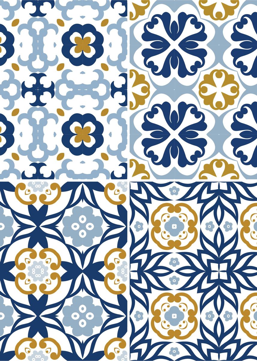 'Mediterranean Blue Tile 51' Poster by Aloke Design | Displate