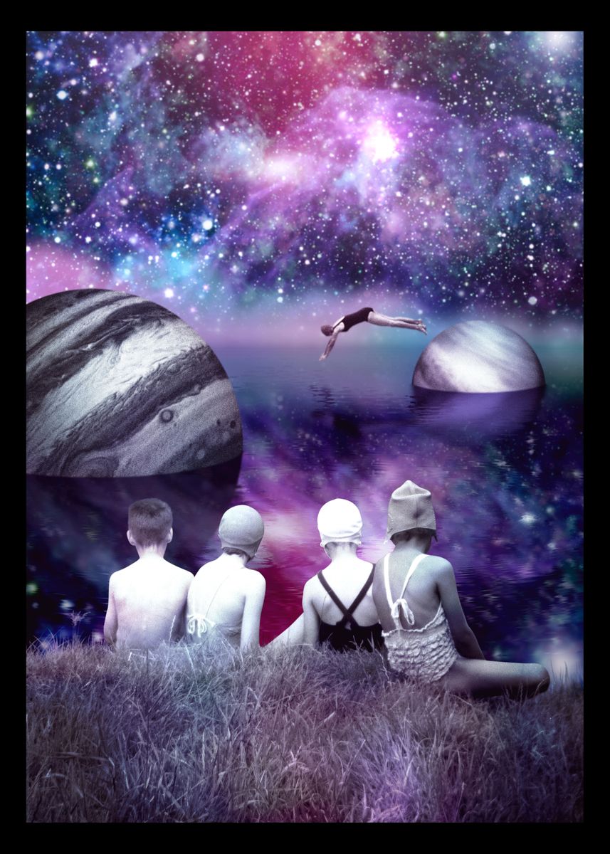 'Abstract Swimming In Space' Poster, picture, metal print, paint by Jon ...