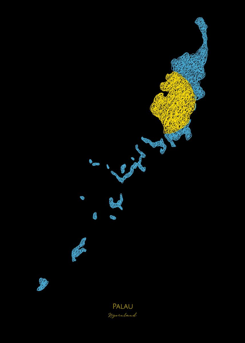 'Palau Ngerulmud Flag Map' Poster, picture, metal print, paint by erwin ...