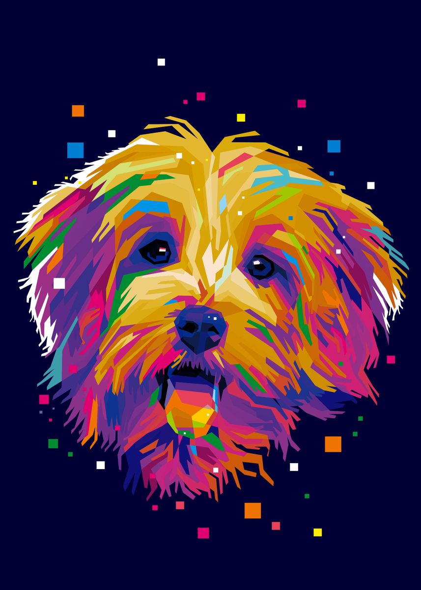 'dog in color' Poster, picture, metal print, paint by Em sandia | Displate