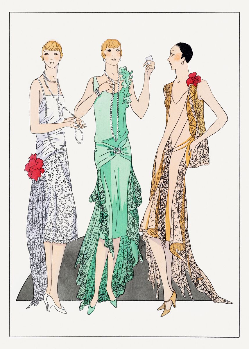 'Three evening dresses 1929' Poster, picture, metal print, paint by ...