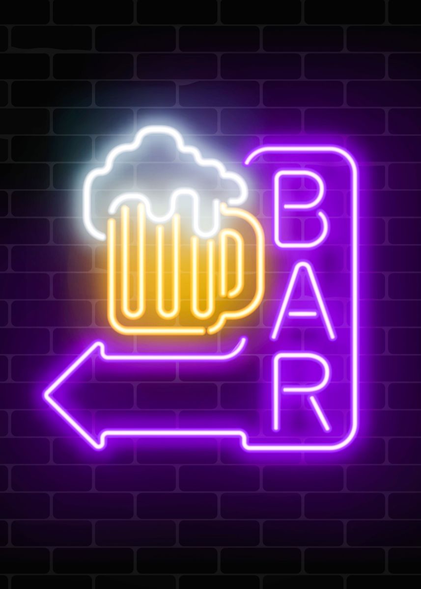 'Beer Bar Neon' Poster, picture, metal print, paint by PosterSuite ...