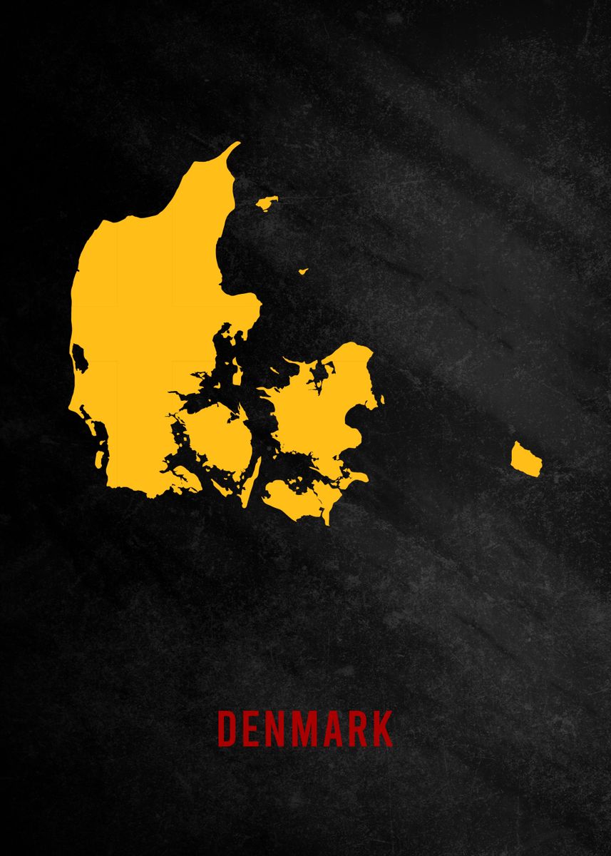 'Denmark Map' Poster, picture, metal print, paint by Cool Metalic ...