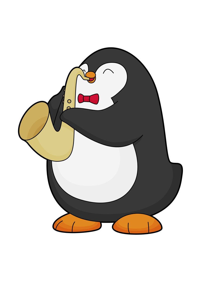 'Penguin Saxophone Music' Poster, picture, metal print, paint by Markus ...