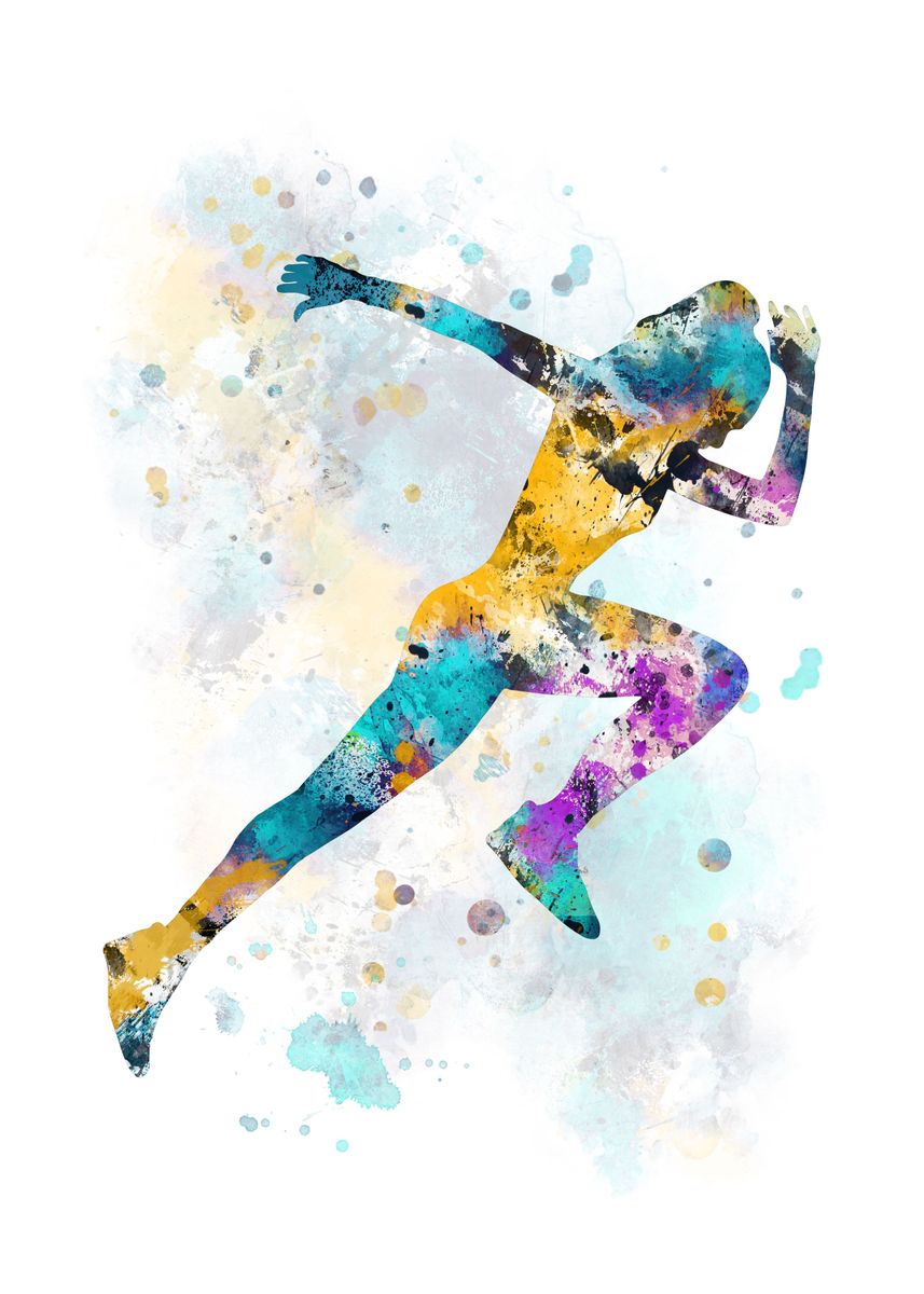 'Fast running athlete woman' Poster, picture, metal print, paint by ...