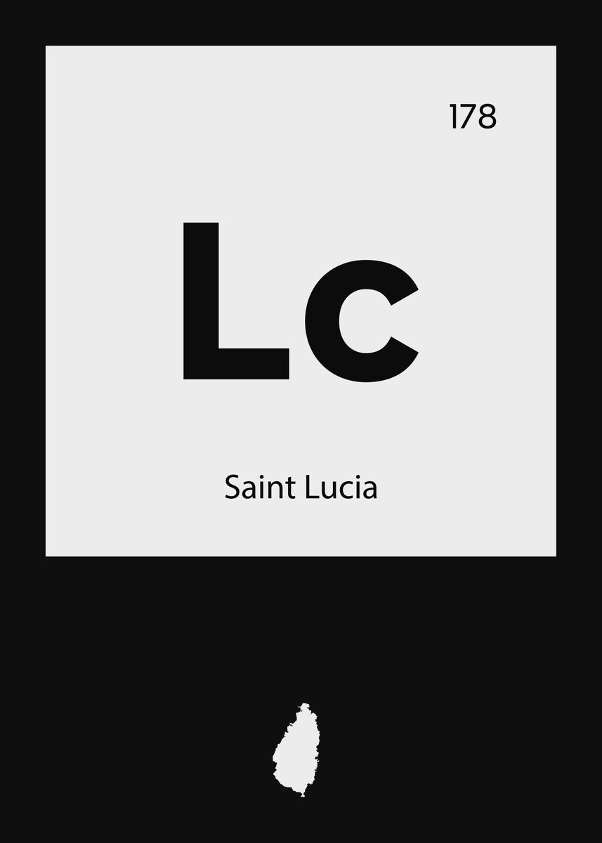 'Saint Lucia Country Map' Poster, picture, metal print, paint by ...