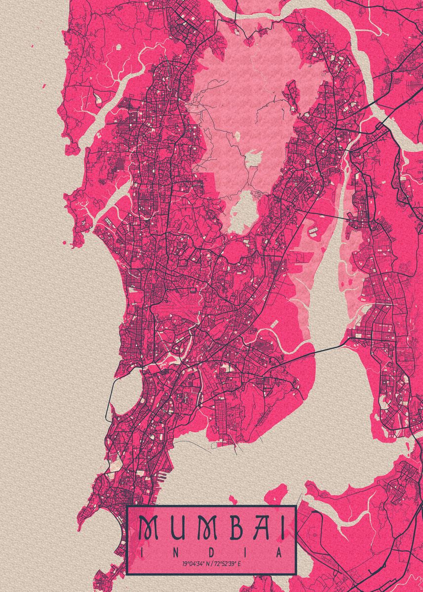 'Mumbai City Map Blossom' Poster, picture, metal print, paint by deMAP ...