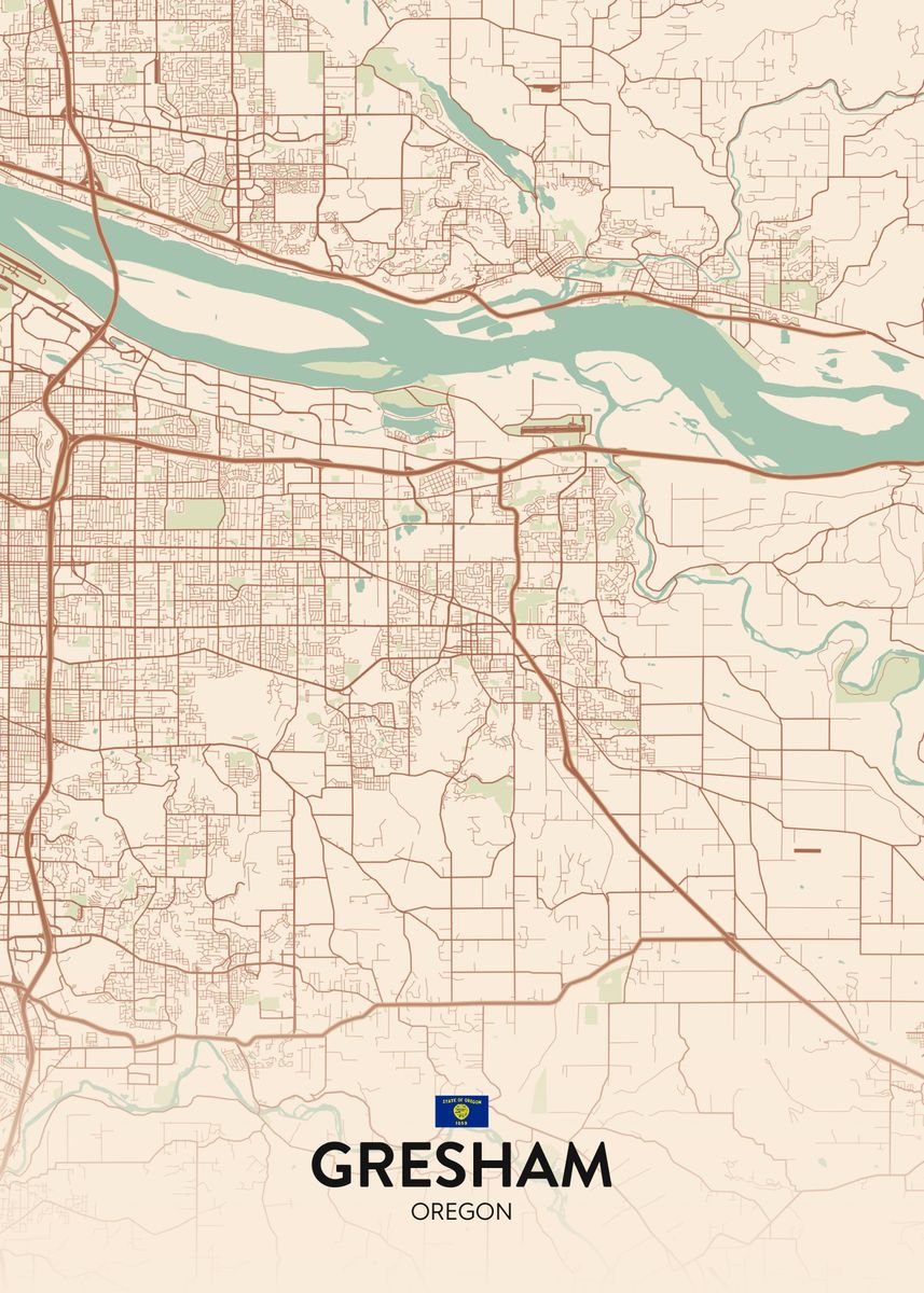 'Gresham OR' Poster, picture, metal print, paint by IMR Designs | Displate