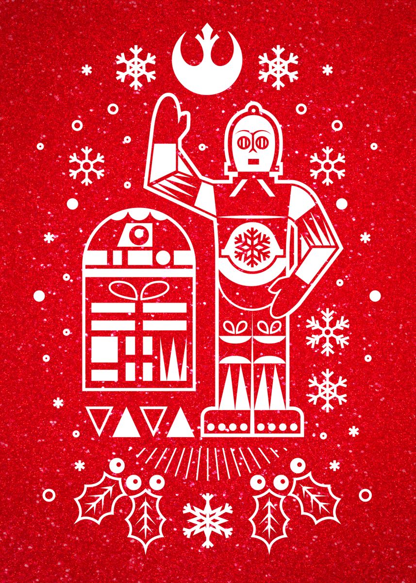 'Christmas Droids red' Poster, picture, metal print, paint by Star Wars ...