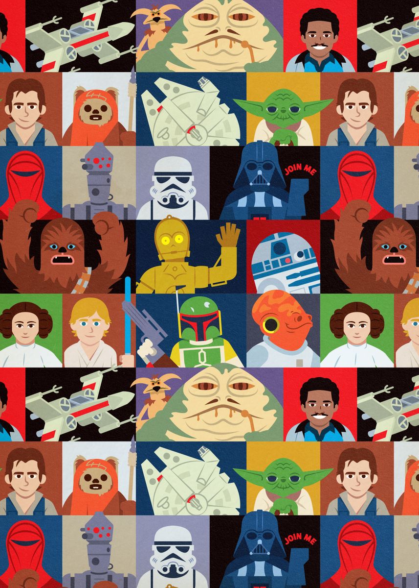'Star Wars characte pattern' Poster, picture, metal print, paint by ...