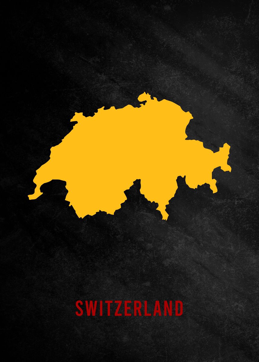'Switzerland Map' Poster, picture, metal print, paint by Cool Metalic ...