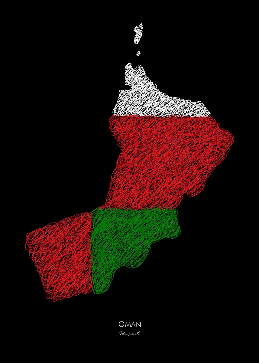'Oman Muscat Flag Map Art' Poster, picture, metal print, paint by erwin ...