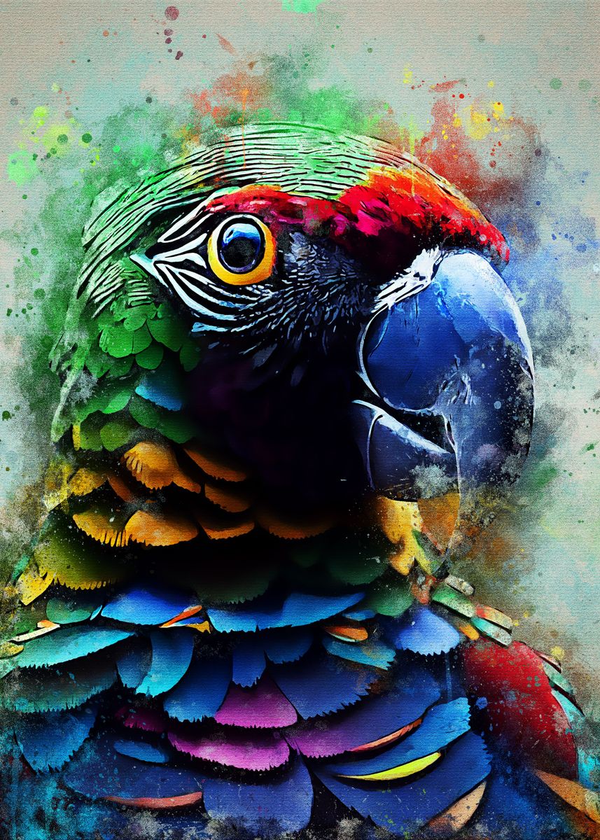 'Charm Parrot' Poster, picture, metal print, paint by Muh Asdar | Displate