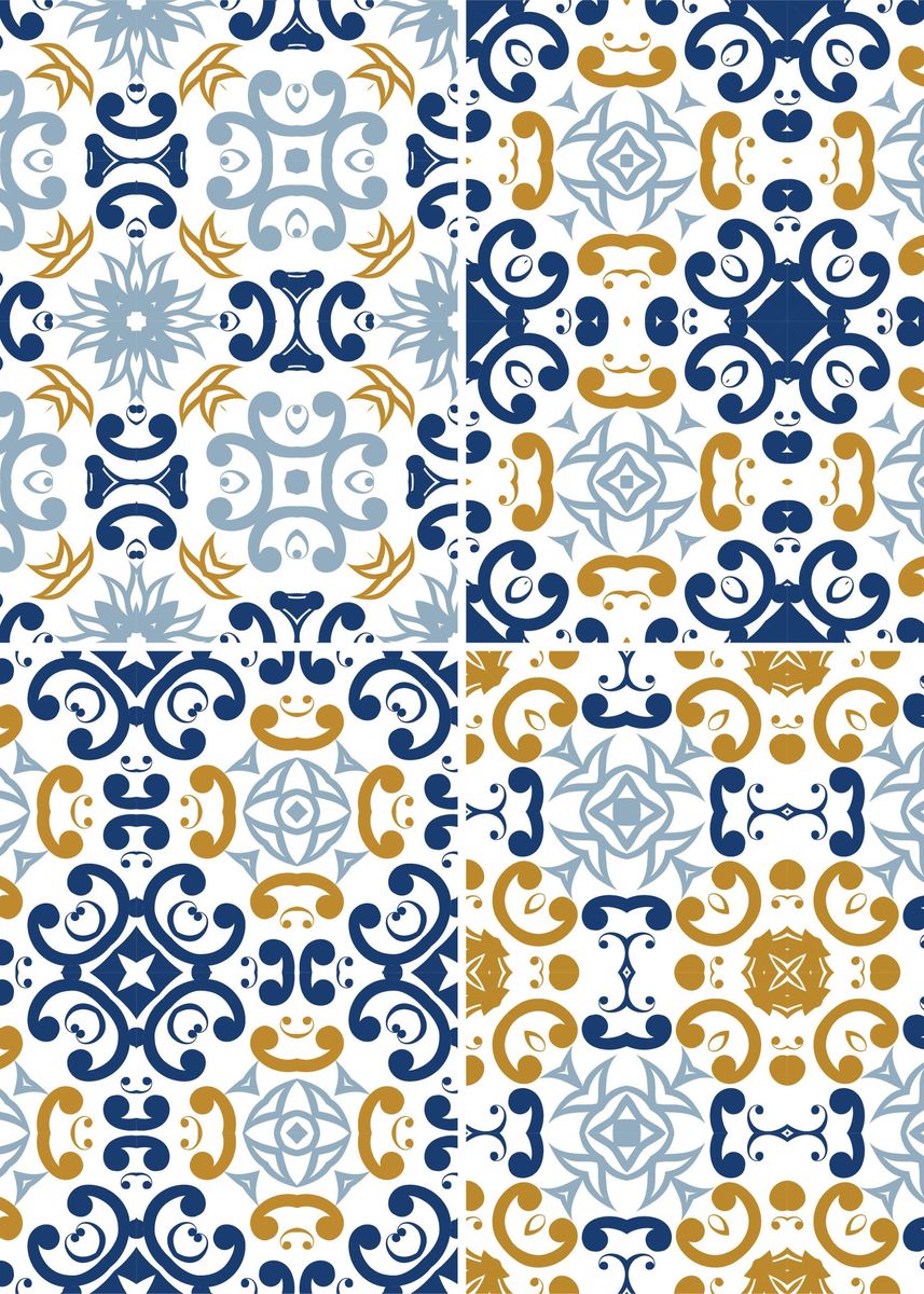 'Mediterranean Blue Tile 55' Poster by Aloke Design | Displate