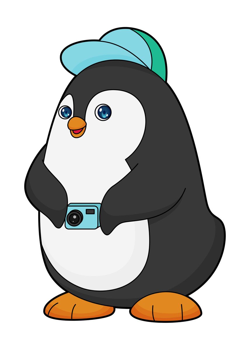 'Penguin Camera Cap' Poster, picture, metal print, paint by Markus ...